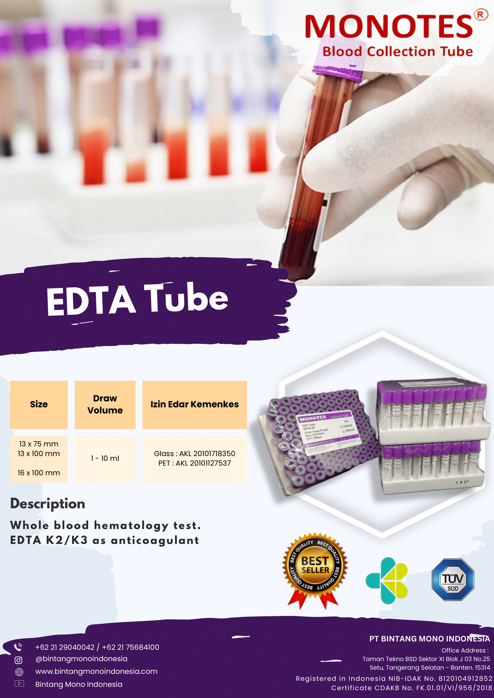 Monotes EDTA Tube – Bintang Mono Indonesia