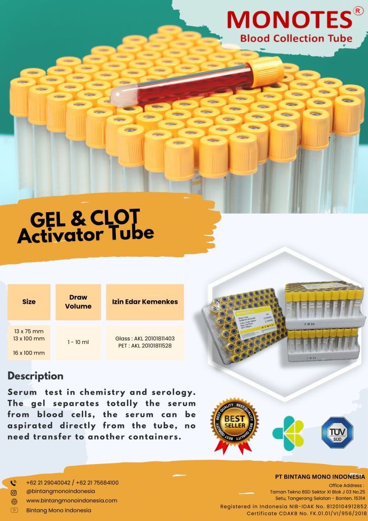 Monotes GEL & CLOT Activator Tube – Bintang Mono Indonesia