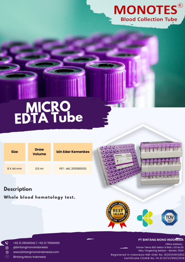 Monotes Micro EDTA Tube – Bintang Mono Indonesia