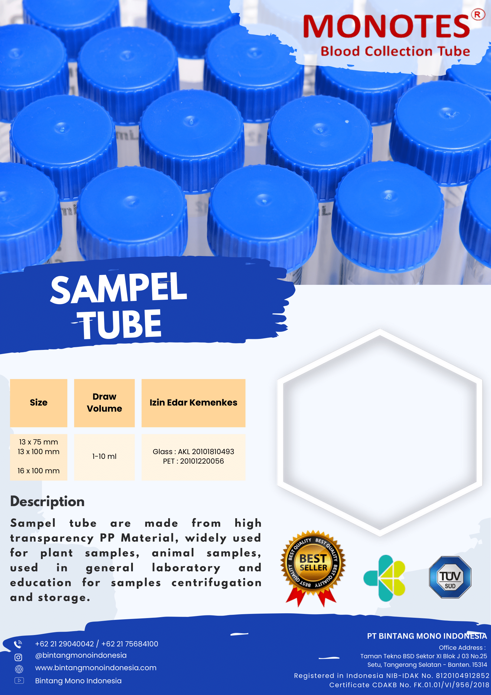 Monotes Sampel Tube – Bintang Mono Indonesia
